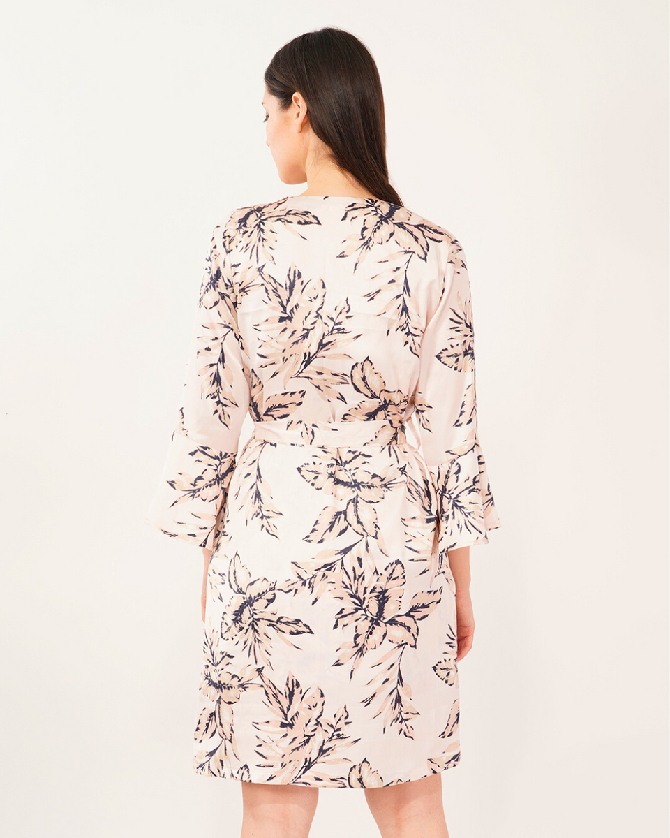 Satin Cowl Neck Drawstring With Robe Midi Dress – Urban Sundari